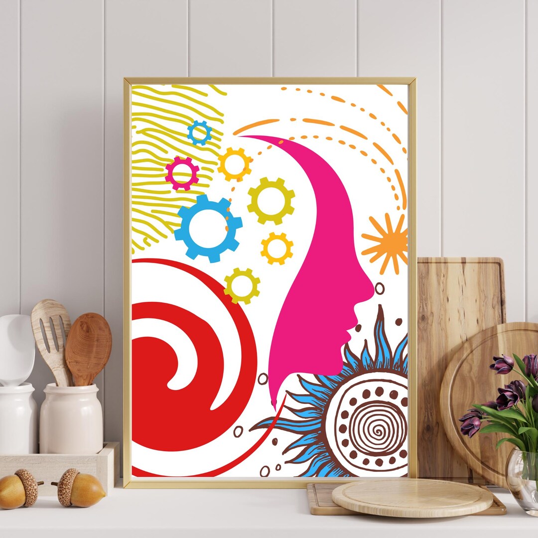 Printable Eccentric Wall Art Picture. Bold Colour. Women Brain ...
