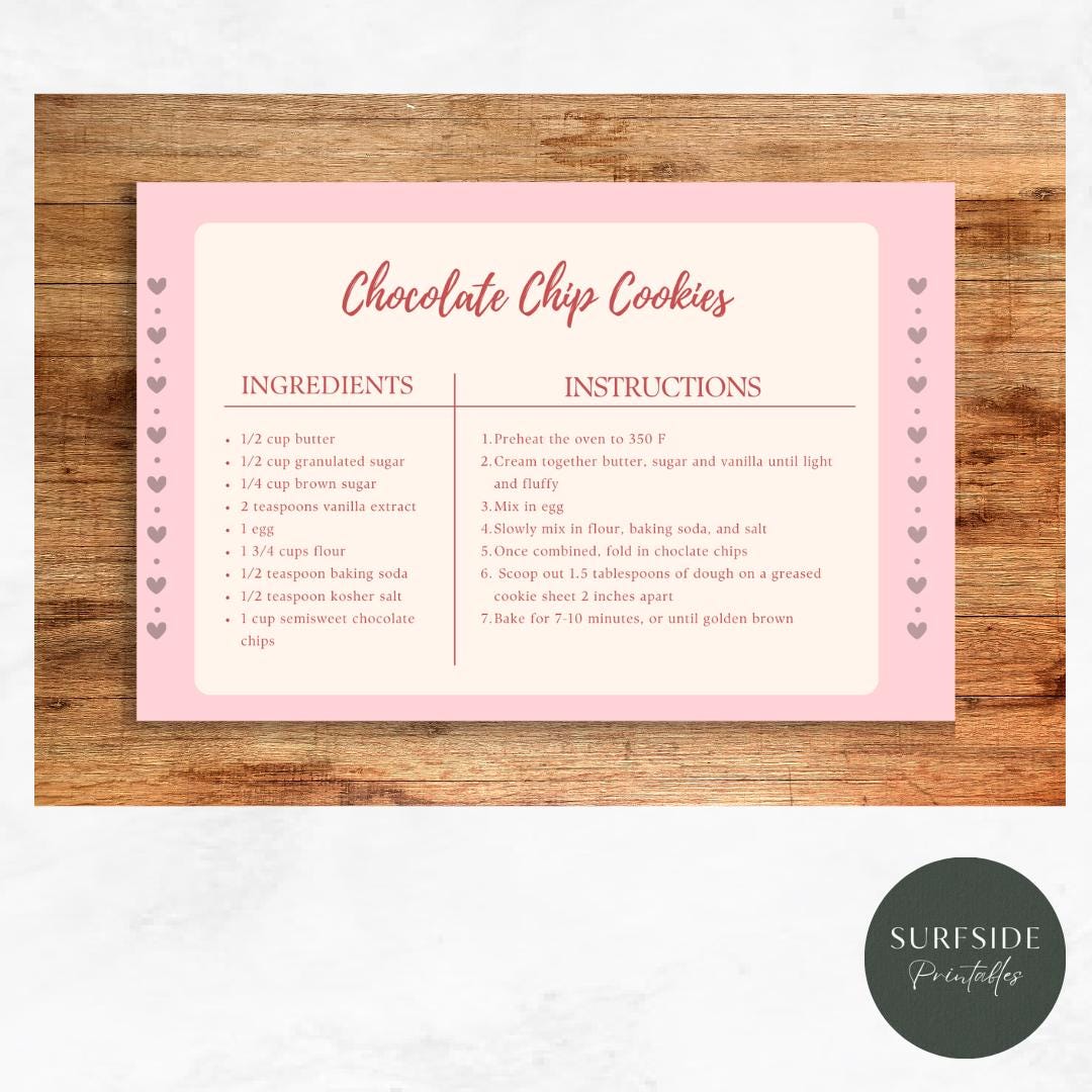 Editable Valentine's Day Recipe Card Template - for Spring Celebration ...