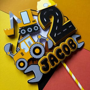 Digger Construction Cake Topper 3D Personalised - Etsy UK