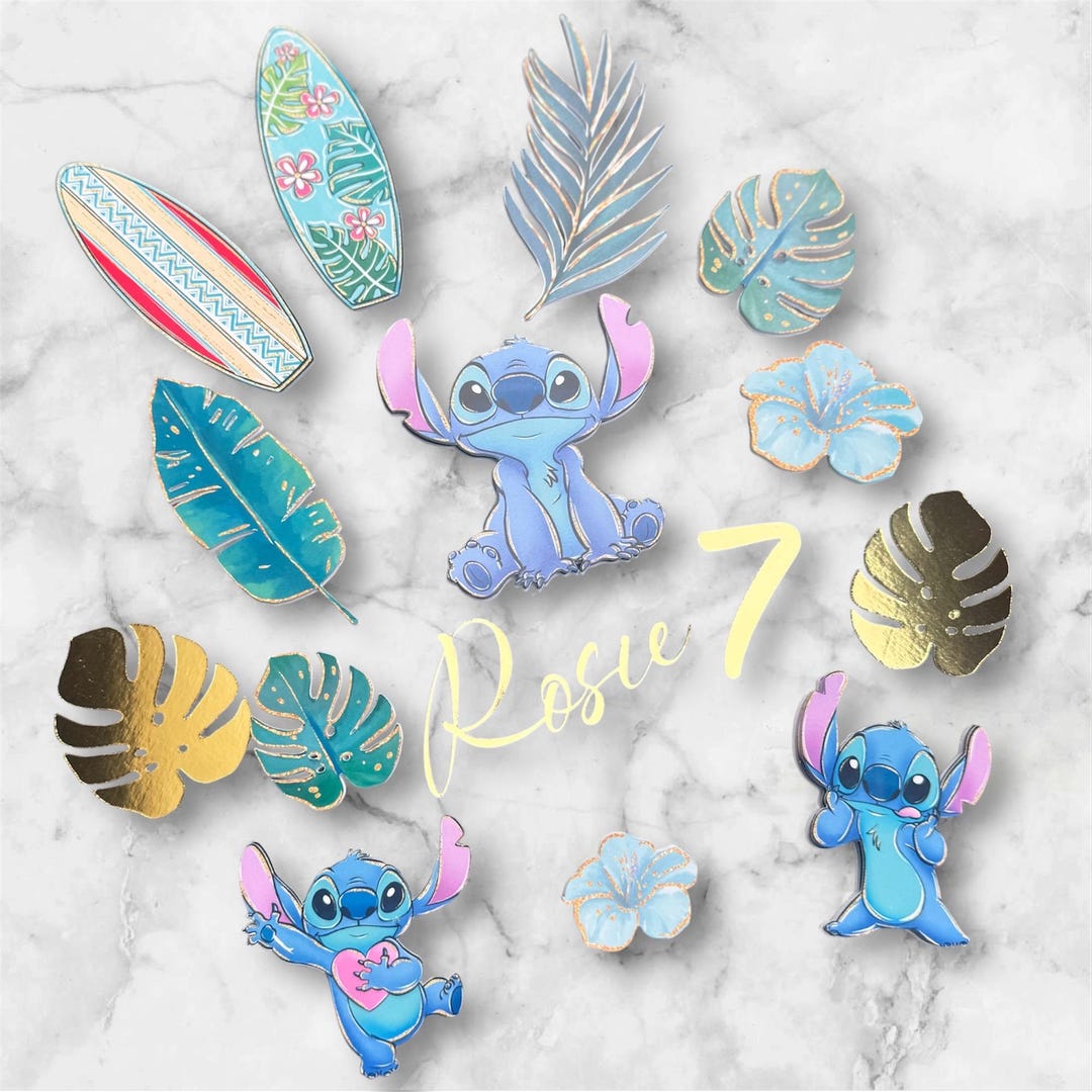 Stitch Cake Topper Set Personalised Name Age Etsy Uk