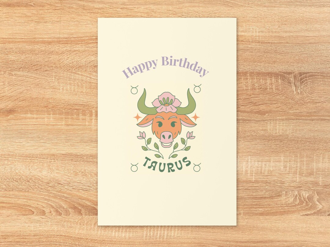Taurus Birthday Card | Blank Astrology Zodiac Greeting Card (4x6 Inch ...