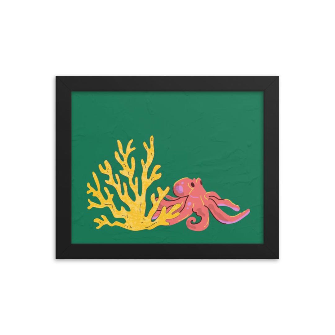 Contemporary Framed Octopus Art Print 10x8 Nautical Wall Decor Ocean ...