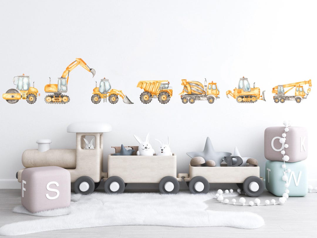 Build Excitement: Construction Vehicle Wall Stickers for Nursery or ...