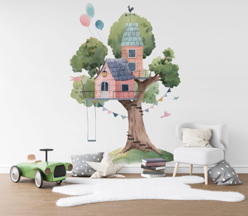 Tree House Wall Decal, Tree House Stickers, Tree Wall Sticker, Children ...