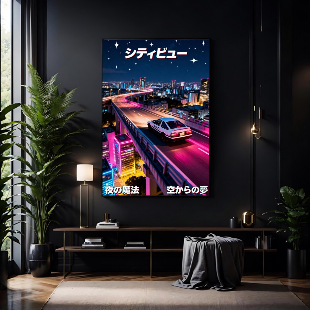 Toyota AE86 Digital Poster – JDM Night Art With Neon Lights | Retro ...