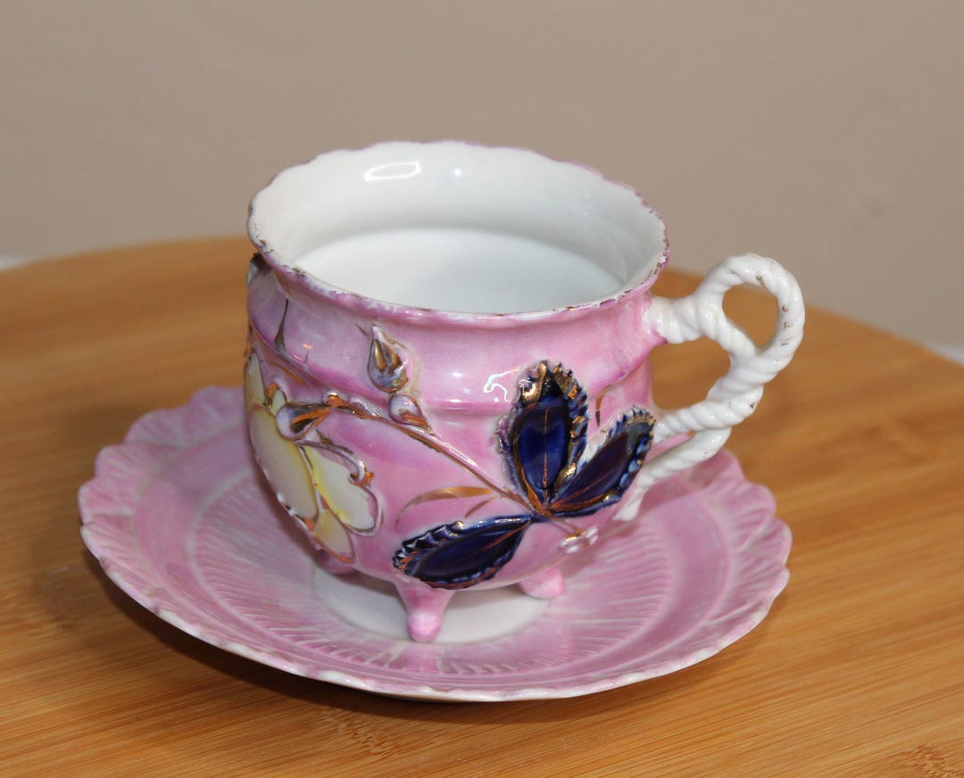 Vintage German Lusterware Tea Cup and Saucer - Etsy
