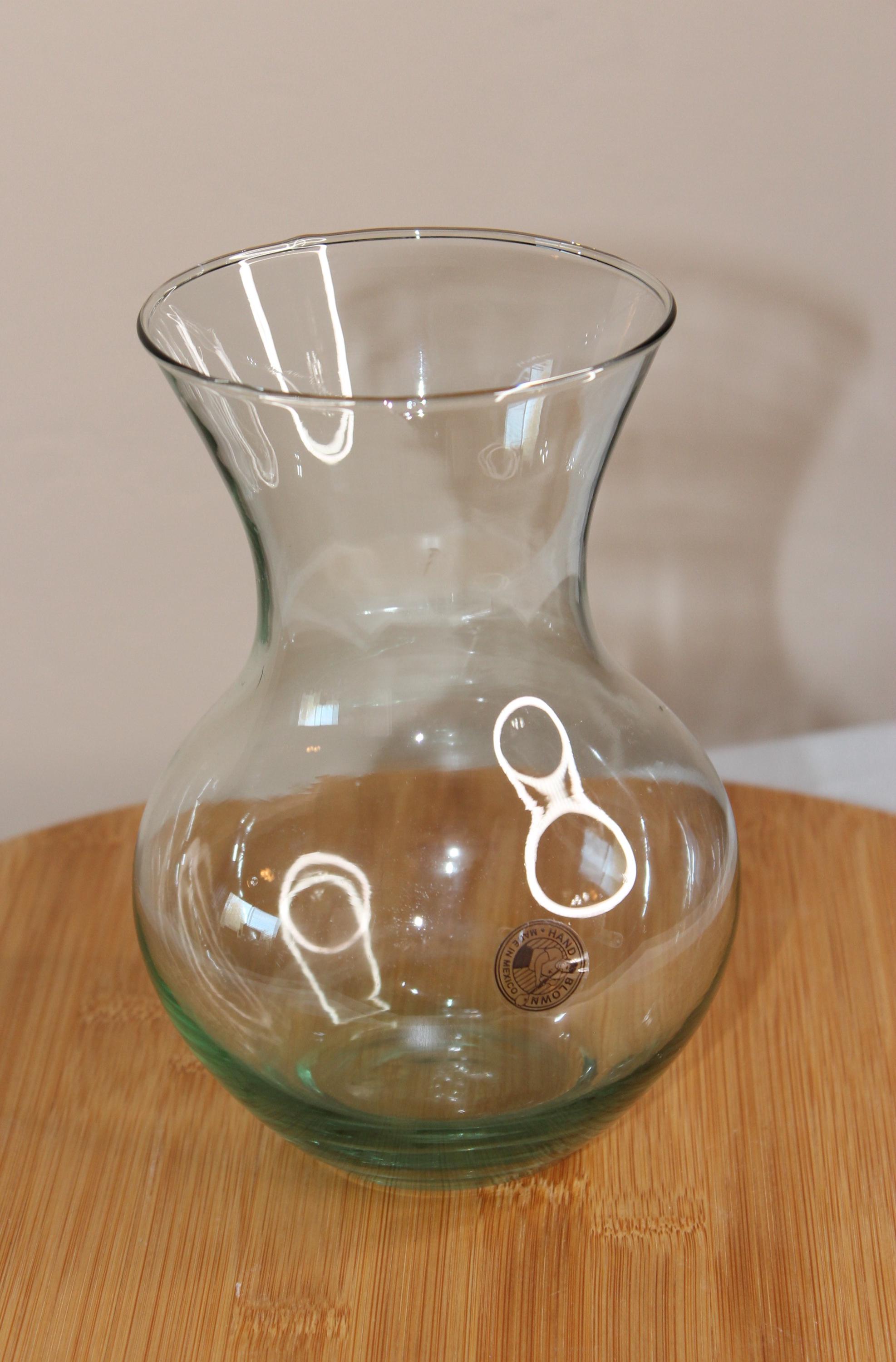 Hand Blown Glass Vase - Translucent Green Made in Mexico - Etsy