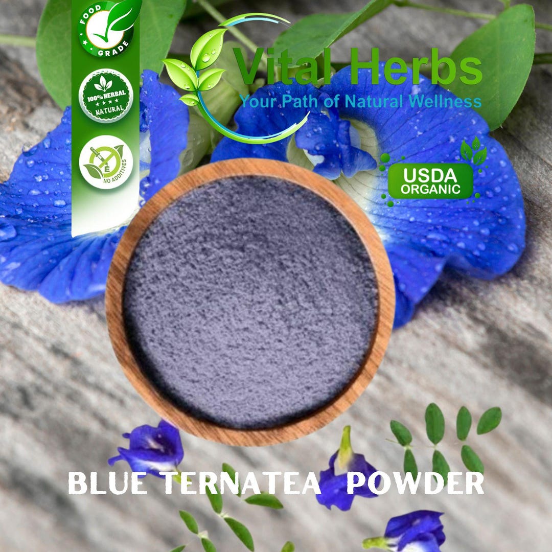 Blue Butterfly Pea Ternatea Flower Powder 100% Pure Organic Asian ...