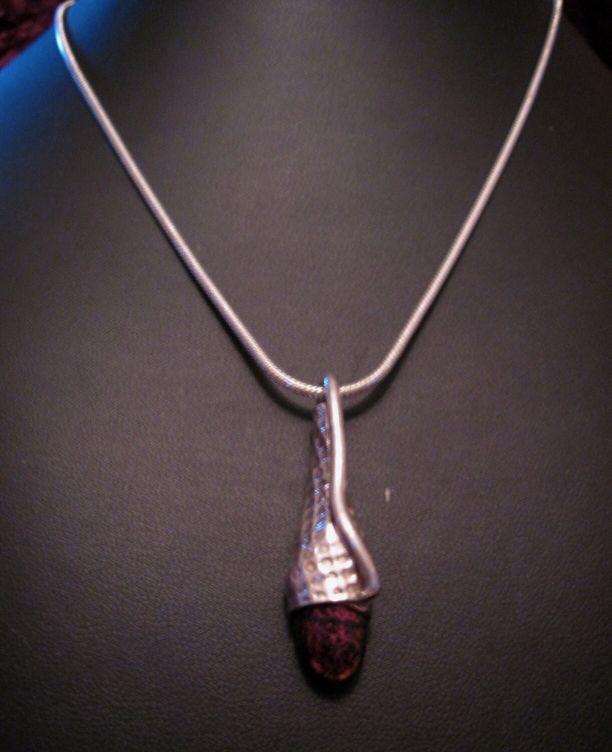 Red Dichroic Glass and Fine Silver Pendant With Sterling Chain - Etsy