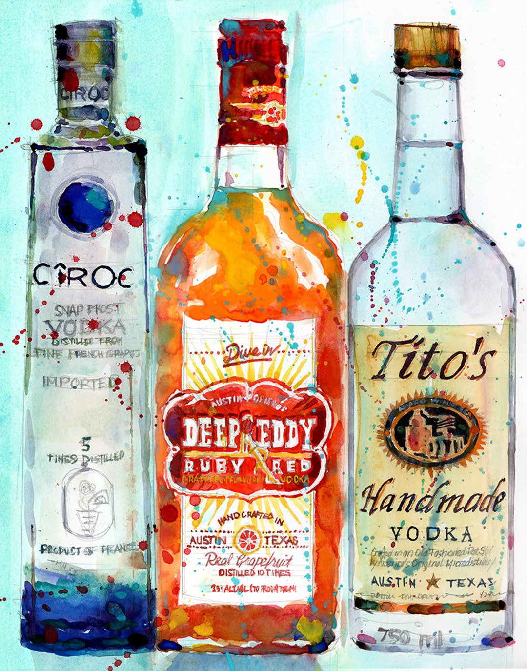 Vodka Combos Print From Original Watercolor Great for Man Cave - Etsy