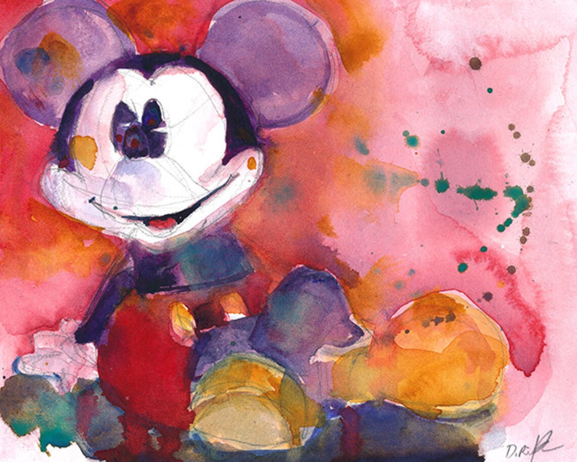 Mickey Mouse in Red Disney Art PRINT From Original - Etsy