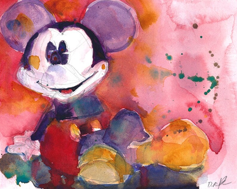Mickey Mouse in Red Disney Art PRINT From Original - Etsy
