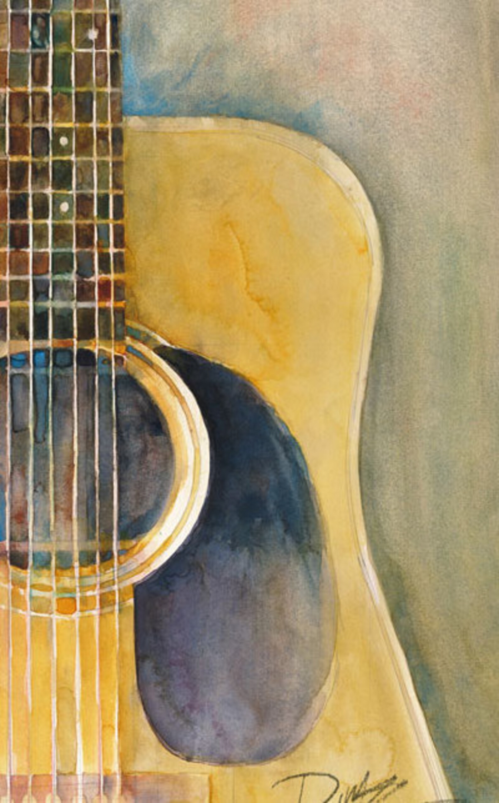 Original Watercolor Painting of Your Favorite Guitar - Etsy