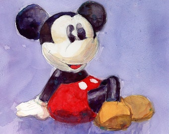 Mickey Mouse in Red Disney Art PRINT From Original | Etsy