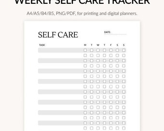 Printable Self-care Habit Tracker Daily, Weekly & Monthly Wellness ...