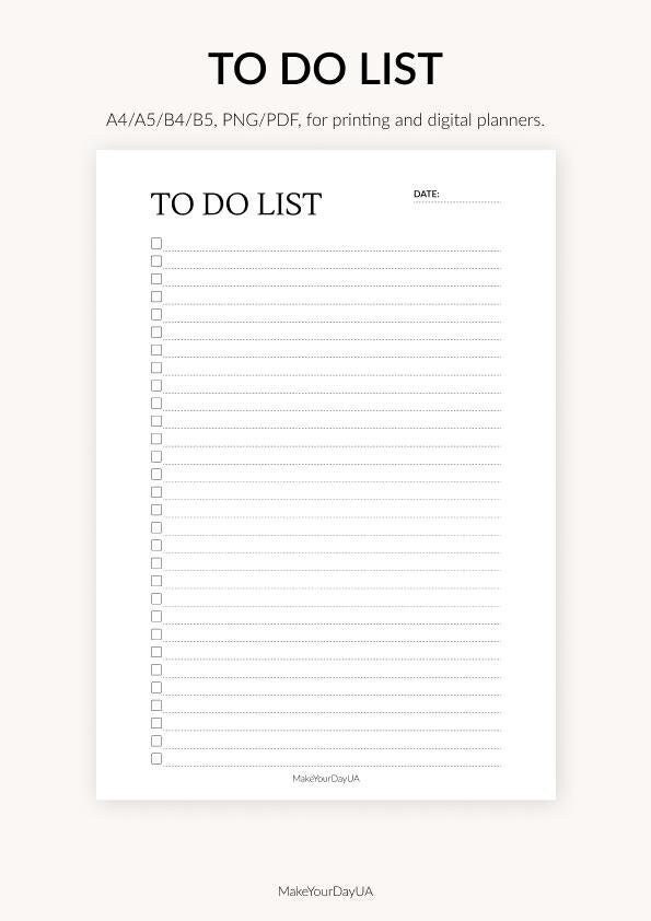 To-do List | Checklist With Date Section | Printable and Digital - Etsy