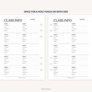 Class Info Template | Printable and Digital | A4, A5, B4, B5 | 9 Colors ...