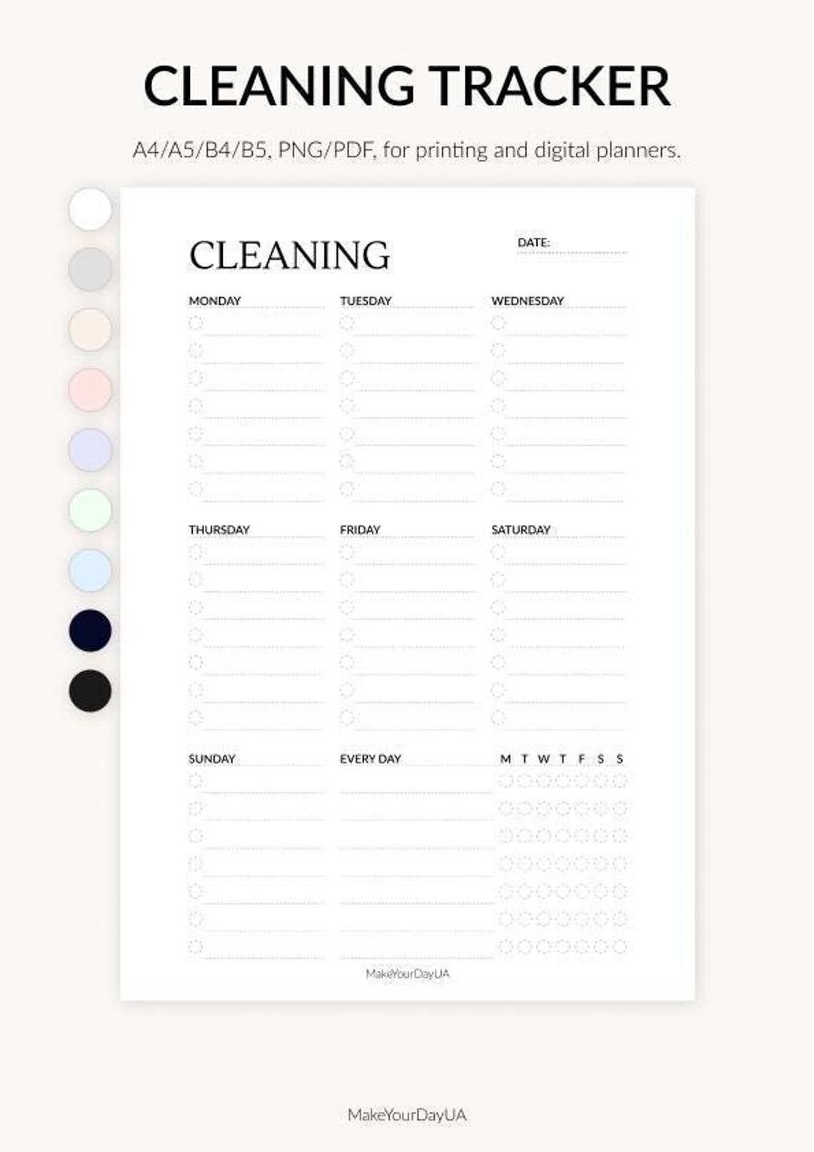 Cleaning Tracker | 7-day Weekly and Daily Cleaning Schedule | Printable ...