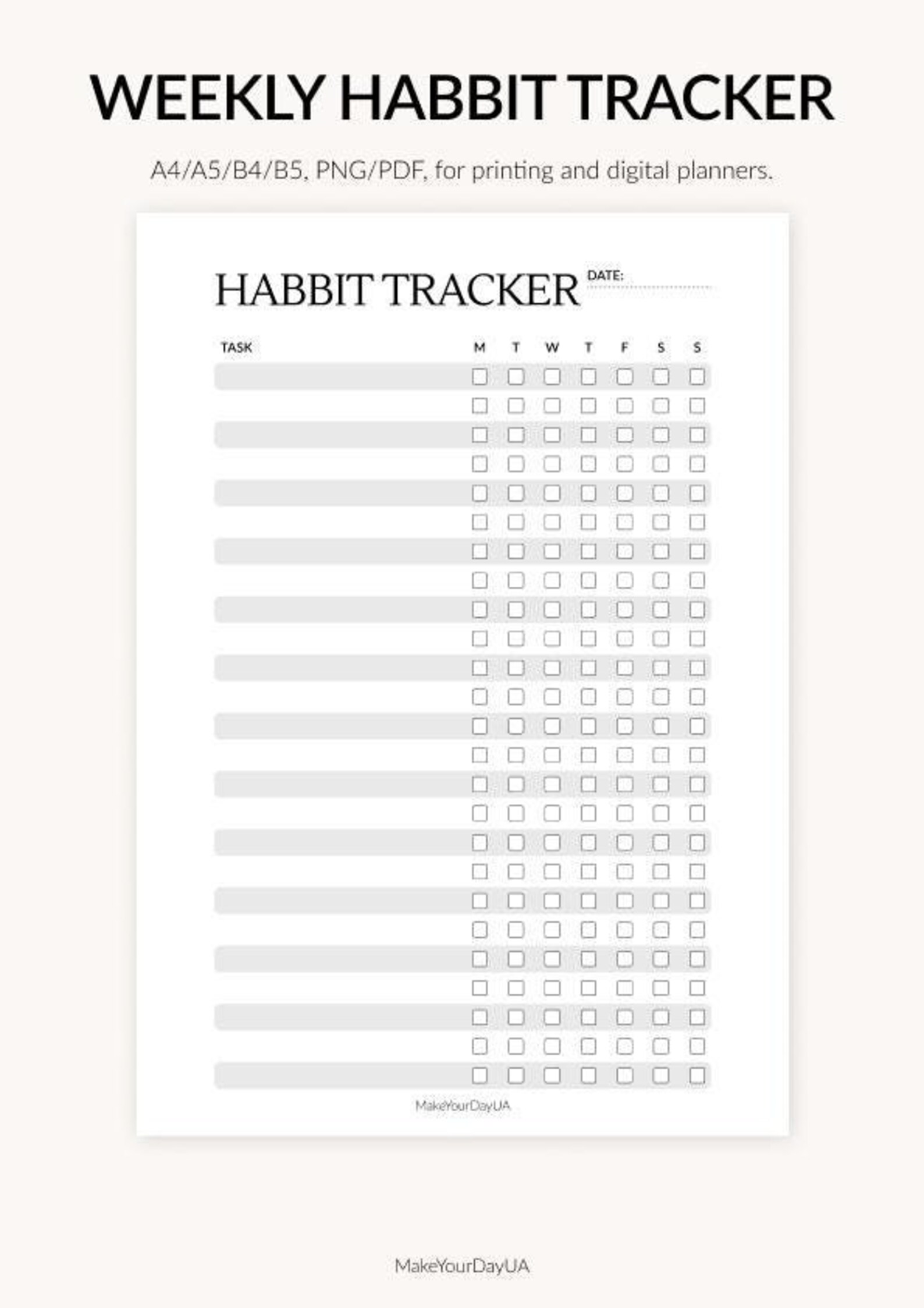 Habbit Tracker Weekly Printable & Digital Wellness Tracker - Etsy