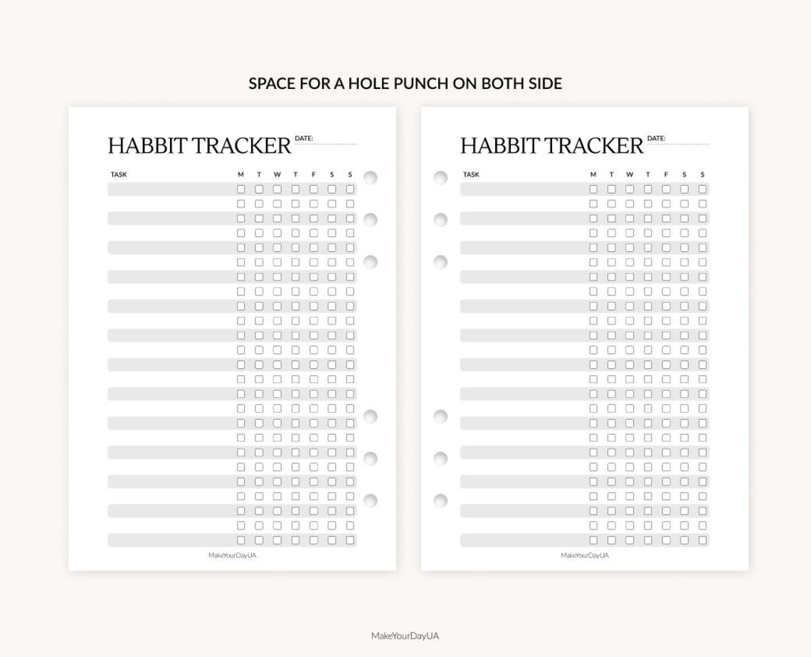 Habbit Tracker Weekly Printable & Digital Wellness Tracker - Etsy