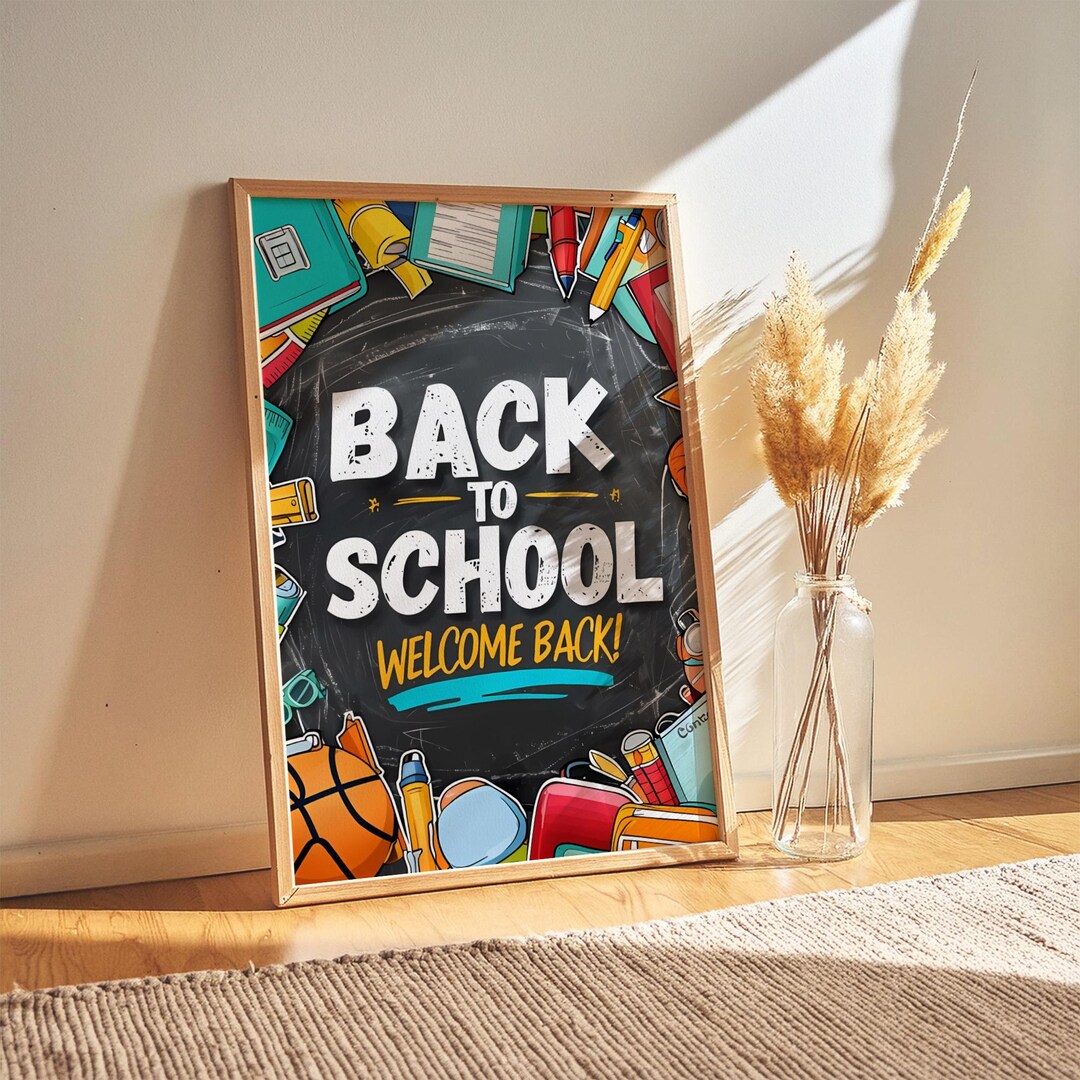Back to School Welcome Poster: Chalkboard Classroom Decor (digital ...