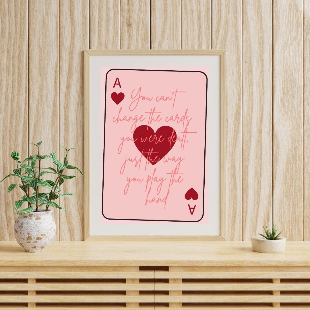 Wall Art Prints - Pink Ace Card Poster, Girly Decor for Dorm ...