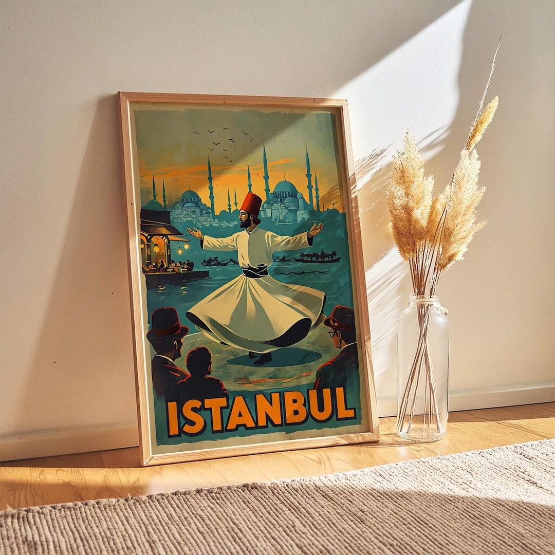 Retro Istanbul Travel Poster | Vintage Turkey Print | Classic Tourism ...