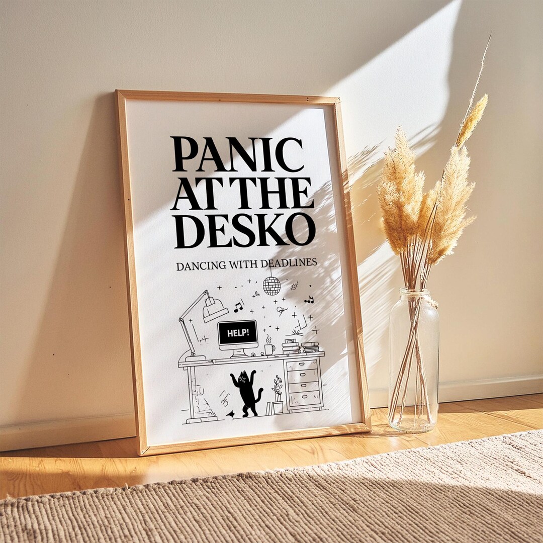 Panic at the Desko Print: Funny Home Office Wall Art (digital Download ...