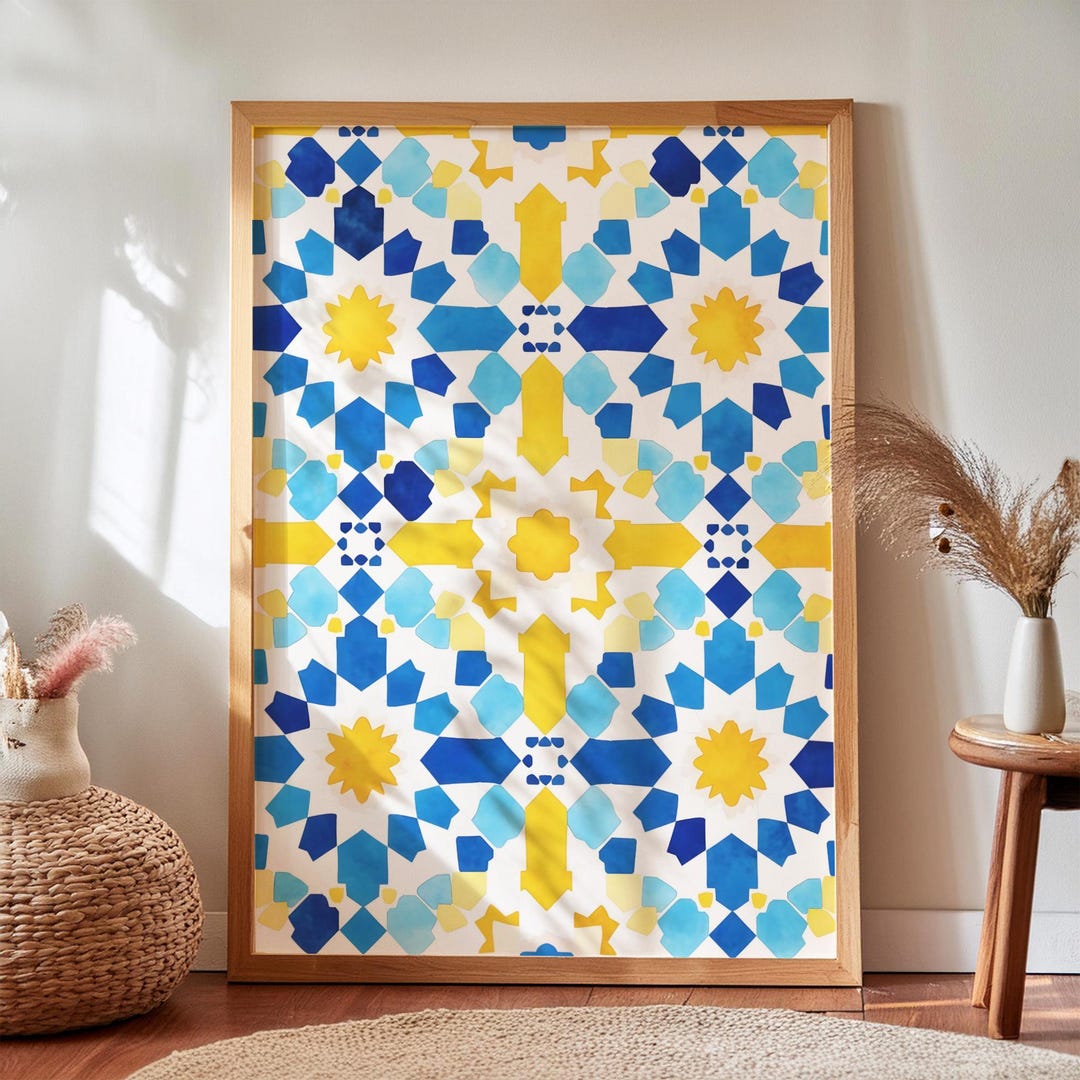 Moroccan Tile Art Print | Geometric Boho Decor (digital Download) - Etsy