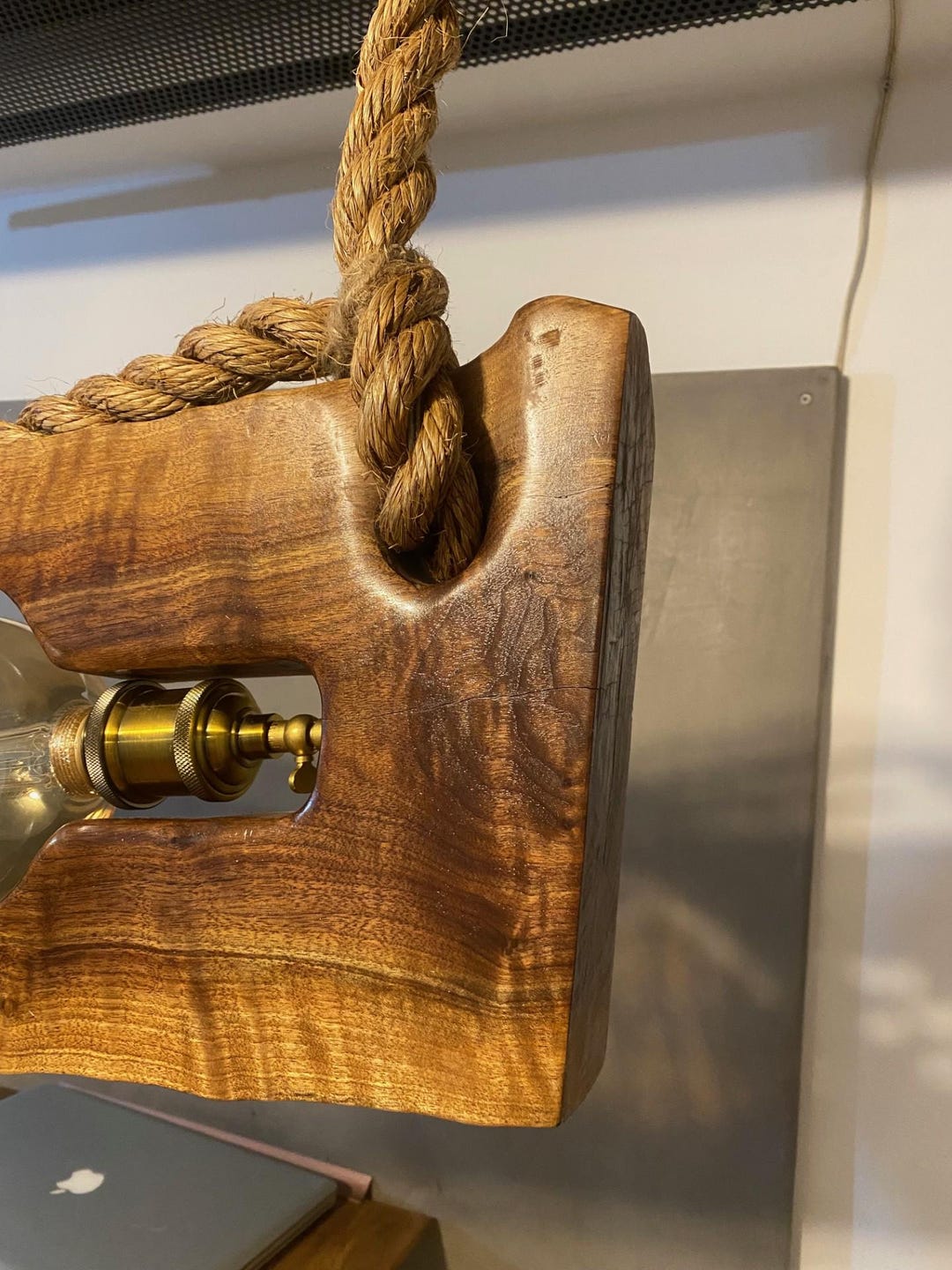 Live Edge Wood Slab Black Walnut Ceiling Lamp - Etsy