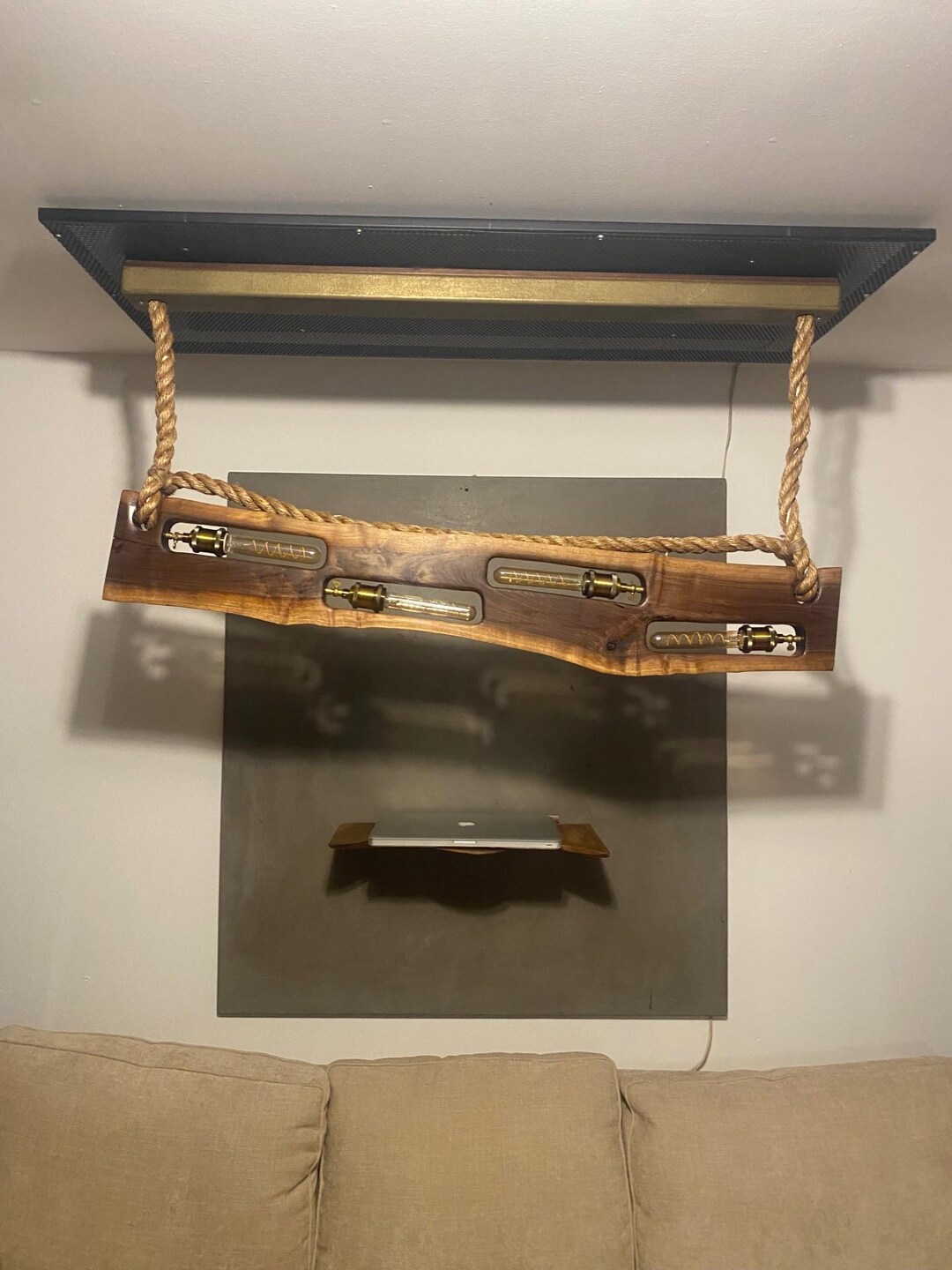 Live Edge Wood Slab Black Walnut Ceiling Lamp - Etsy