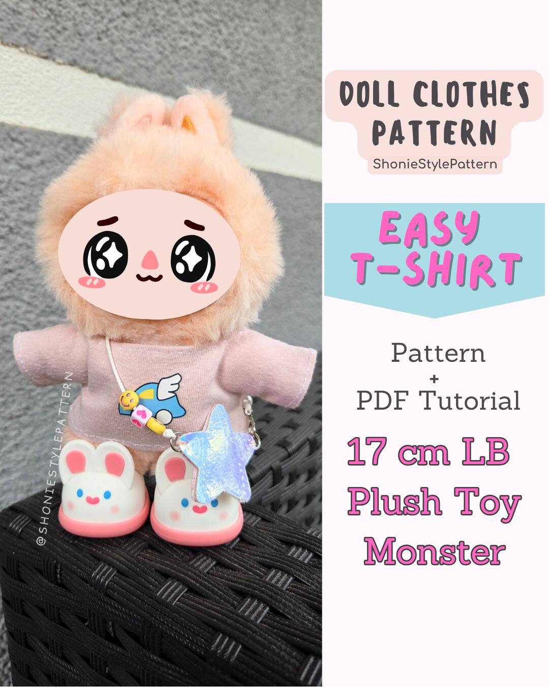 17cm Plush Doll T-shirt Sewing Pattern: Simple Clothes (PDF Tutorial ...