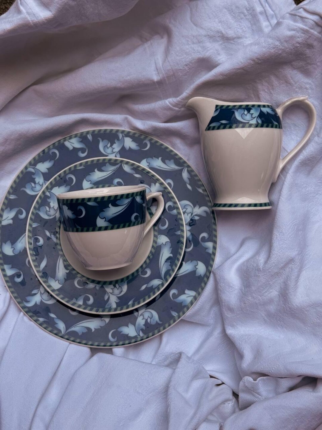 Vintage Botticelli Design Porcelain Dinnerware Set – Blue Floral ...