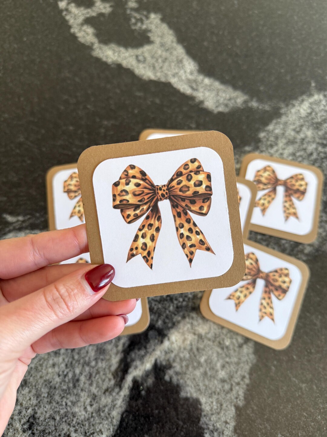 Cheetah Bow Mini Cards: Set of 8, Handmade Note Cards - Etsy
