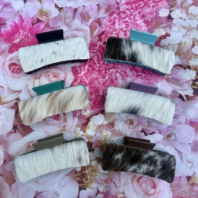 Western Country Cowhide Claw Clips Large the Perfect Gift for a Cowgirl ...