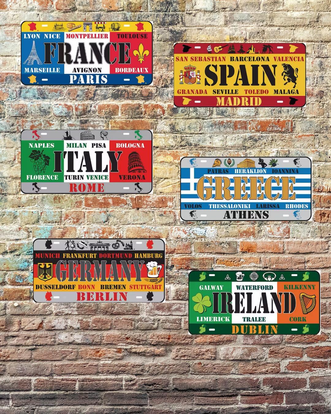 Metal Plate, Decoration, World Countries, Travel, France, Spain, Italy ...