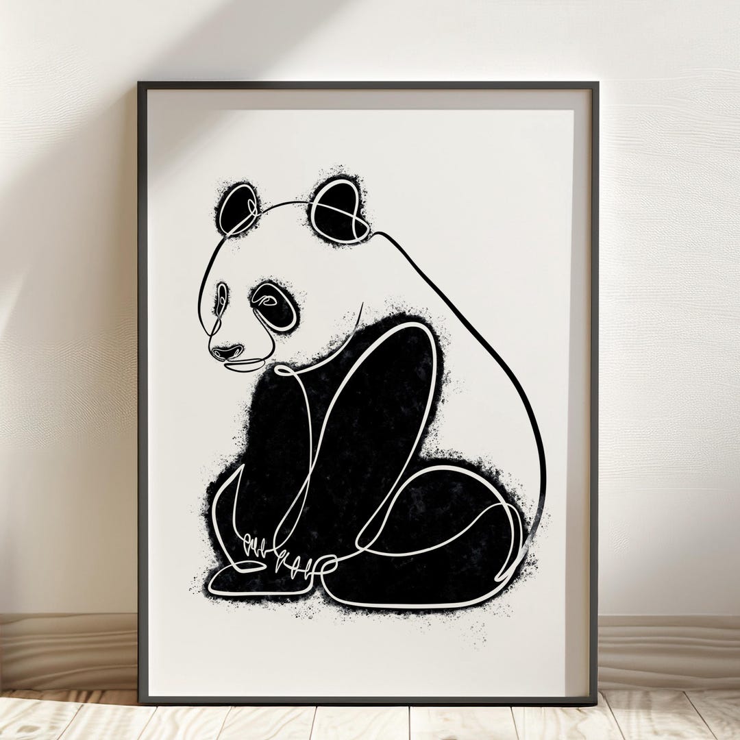 Minimalist Panda Line Art Portrait. One Line Art Pet Illustration ...
