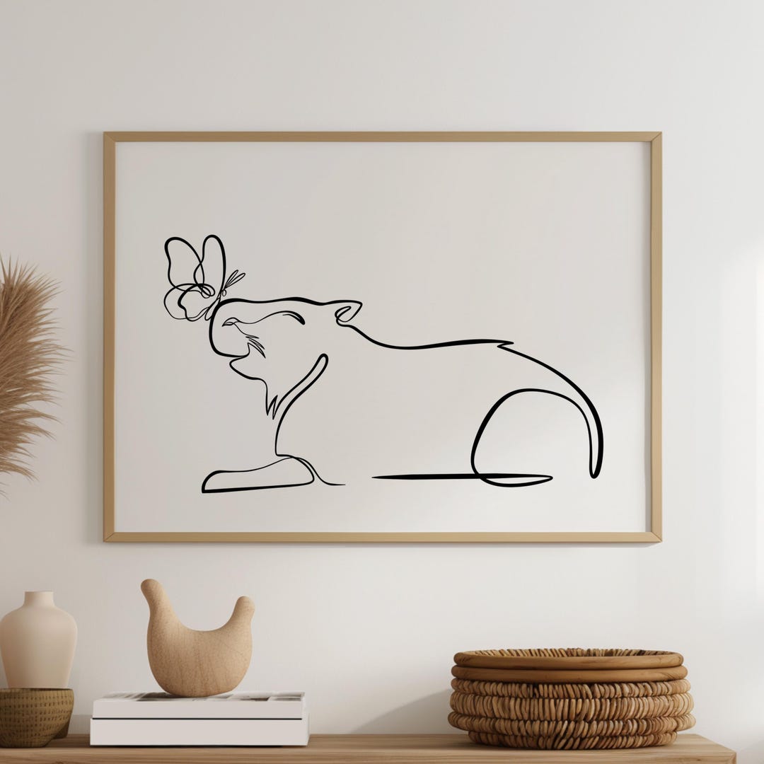 Minimalist Capybara Line Art Portrait. One Line Art Pet Illustration ...