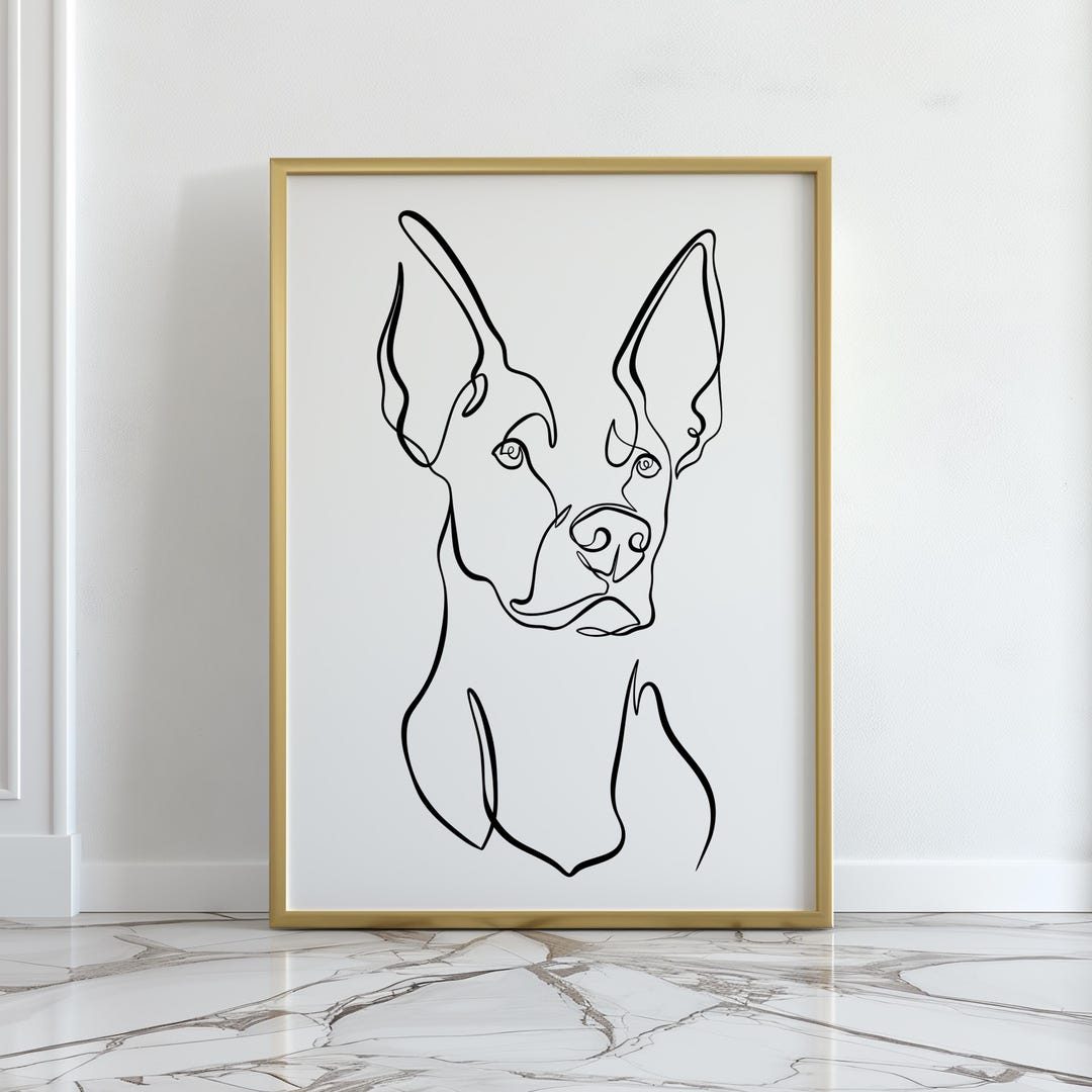 Minimalist Doberman Line Art Portrait. One Line Art Pet Illustration ...