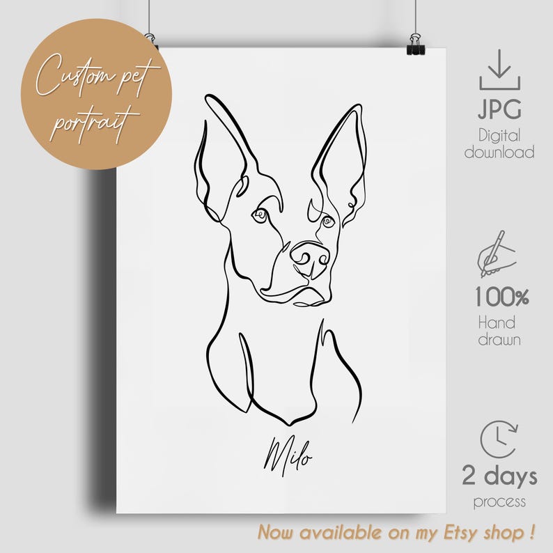 Minimalist Dog Line Art Print Set: Dachshund, Pug, Corgi (digital ...