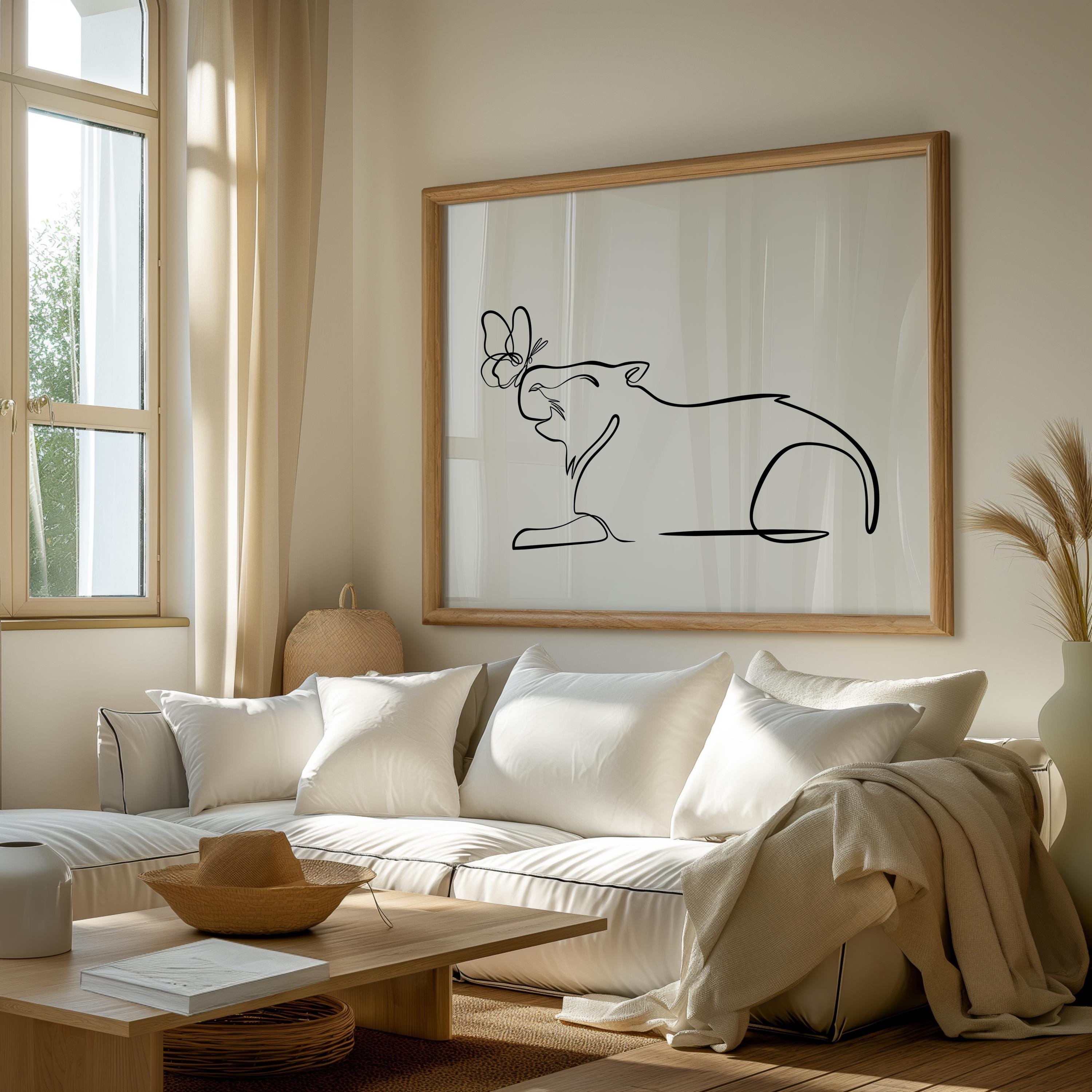 Minimalist Capybara Line Art Portrait. One Line Art Pet Illustration ...