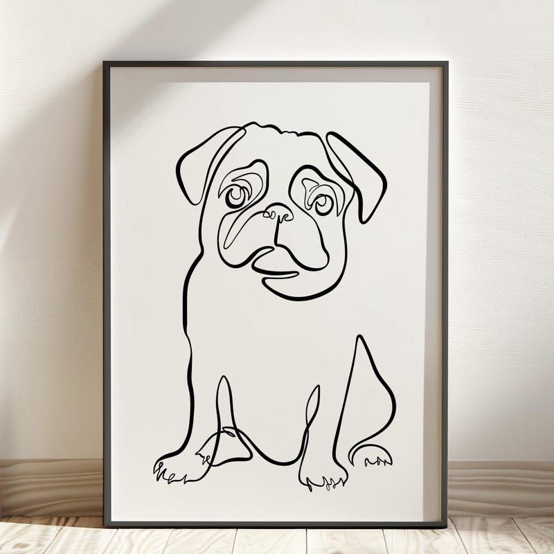 Pug Line Drawing Print - Etsy