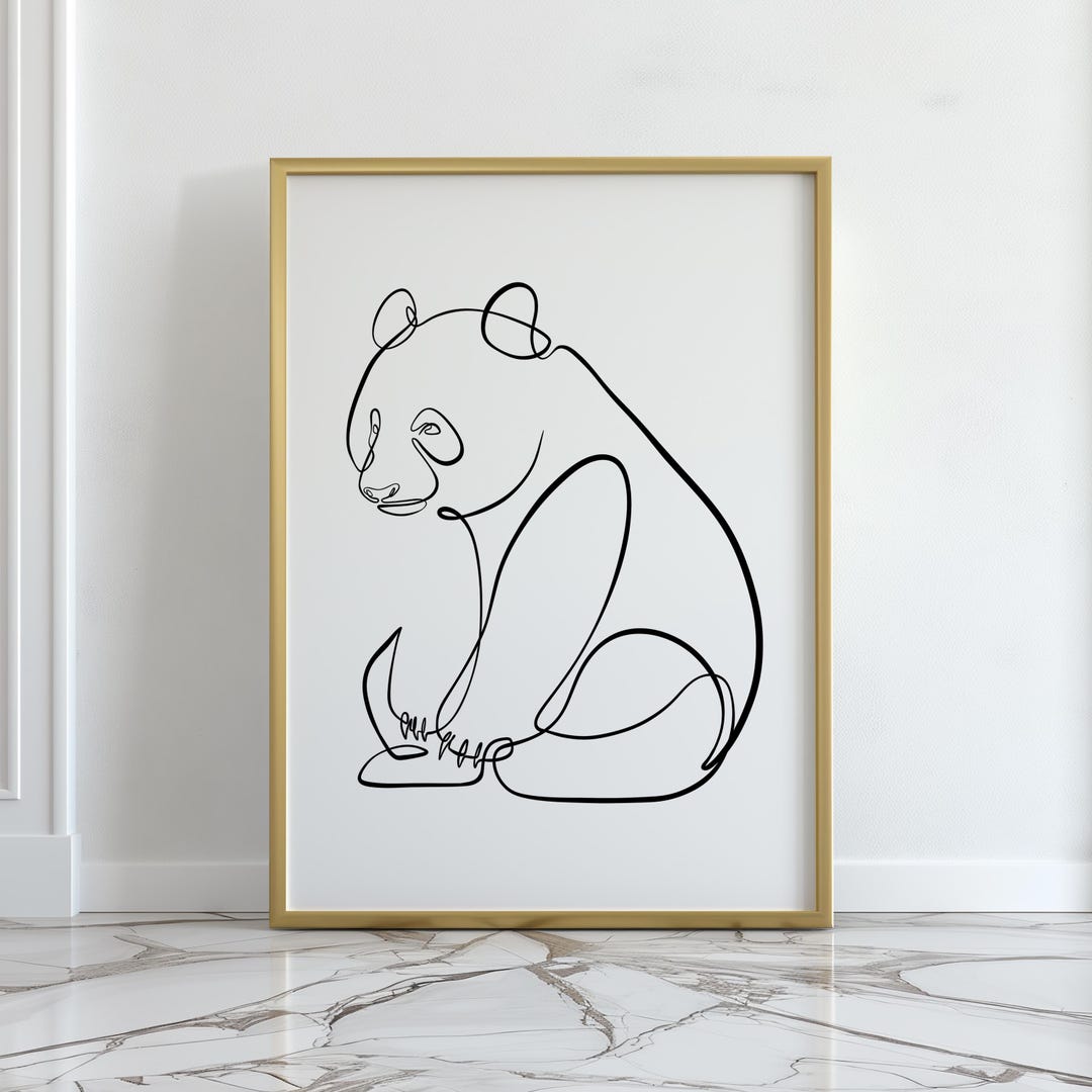 Minimalist Panda Line Art Portrait. One Line Art Pet Illustration ...