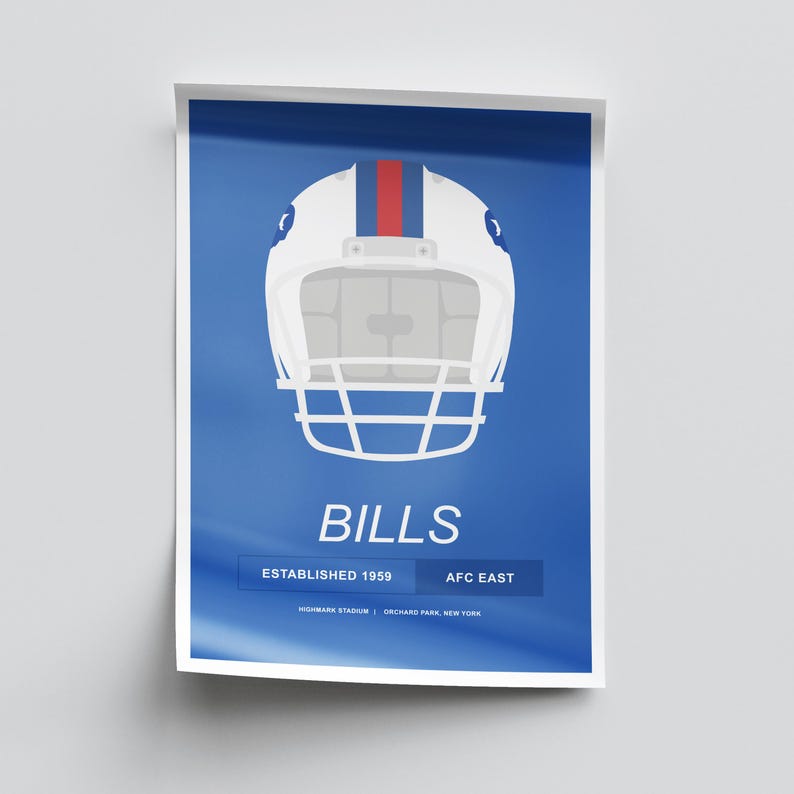 Minimalist Buffalo Bills Helmet Poster, NFL Poster, Buffalo Bills ...