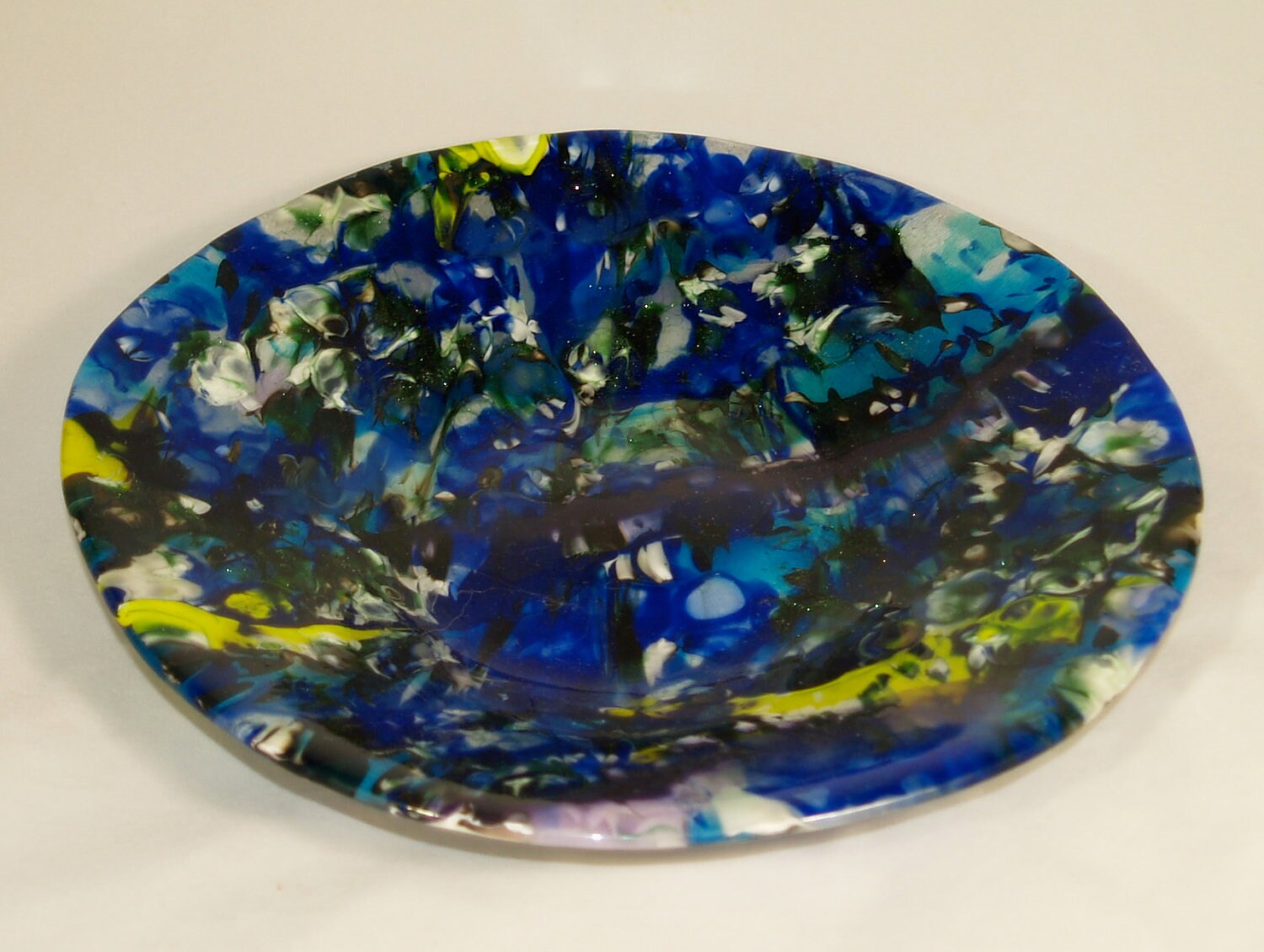 Blue Boiled Fused Glass Bowl | Etsy