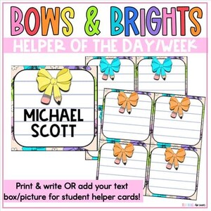 Helper of the Day Classroom Jobs | Bows & Brights Editable Classroom ...