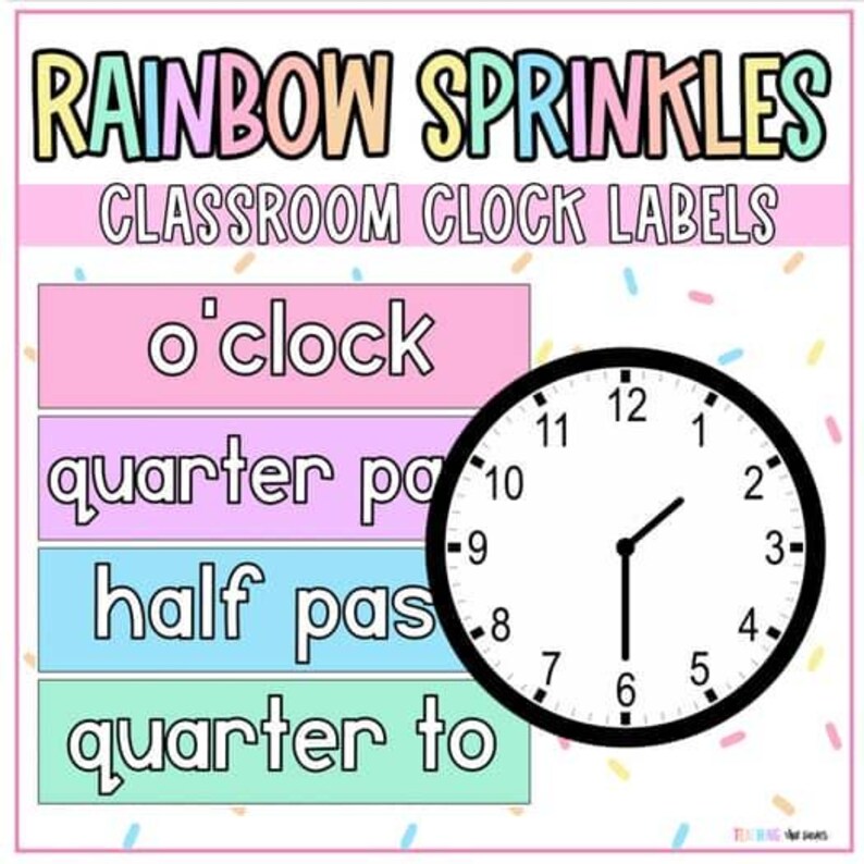 Pastel Rainbow Sprinkles Colorful Clock Labels | Colorful Classroom ...