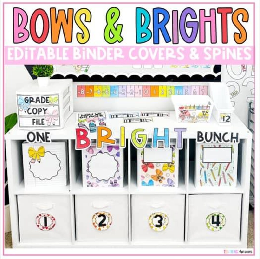 Editable Binder Covers and Spines | Bows & Brights Rainbow | Classroom ...