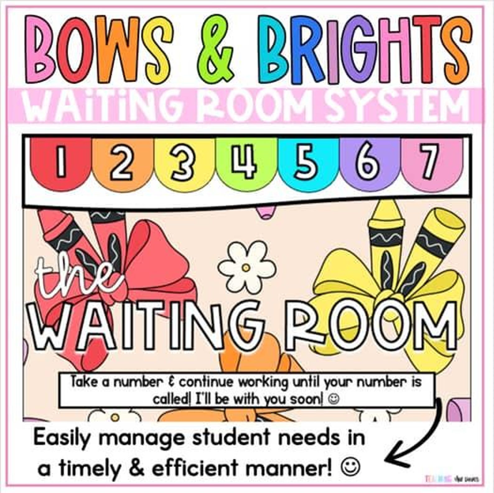 Waiting Room System | Bows & Brights Rainbow Colorful Classroom ...