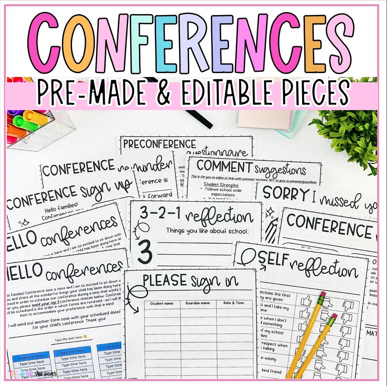 Parent Teacher Conference Bundle | Printable Notes, Communication ...